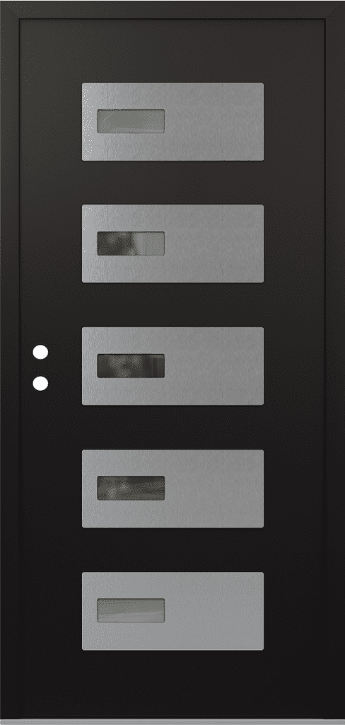Modern Front Door Diamond D7 black_black clear Glass Panel stainless ...